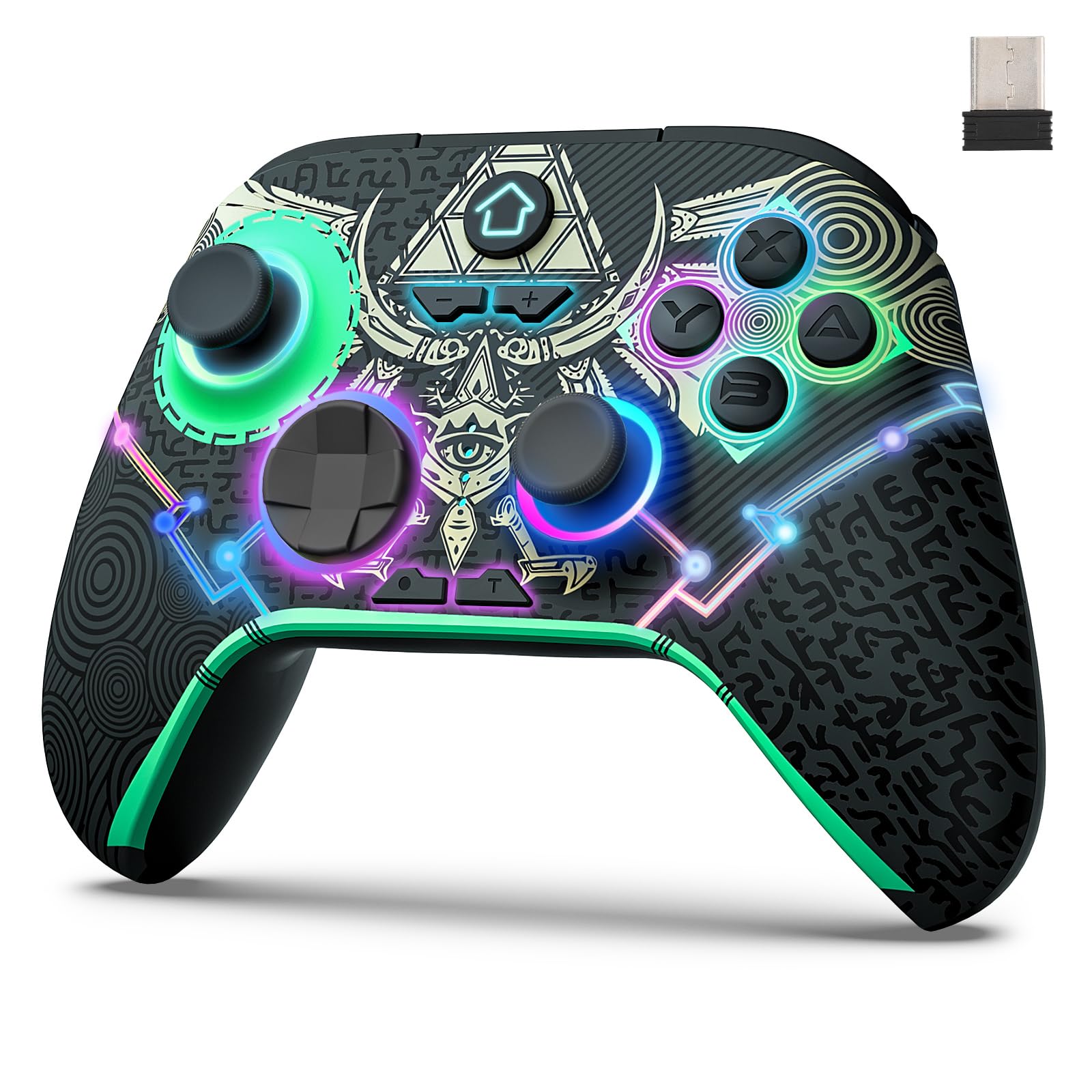 TiMOVO PC Controller for Switch/Windows PC/Steam,Wireless Bluetooth Controller with RGB Light/Hall Joysticks/Hall Triggers, Switch Controller with Wireless Adapter -Gray