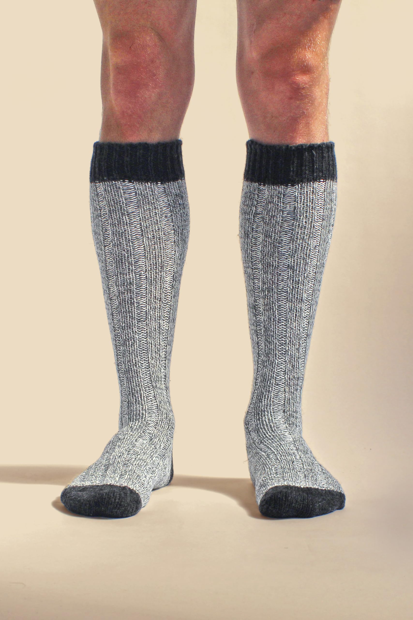 Workforce - 3 Pairs Mens Extra Long Knee High Thick Warm Wool Rich Knitted Boot Socks (WFH0035GRY)
