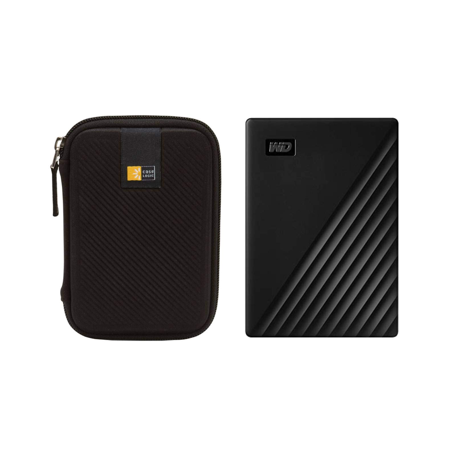 WD 4TB My Passport USB 3.0 Gen 1 Slim Portable External Hard Drive (2019, Black) + Compact Hard Drive Case (Black) (4TB, Black)