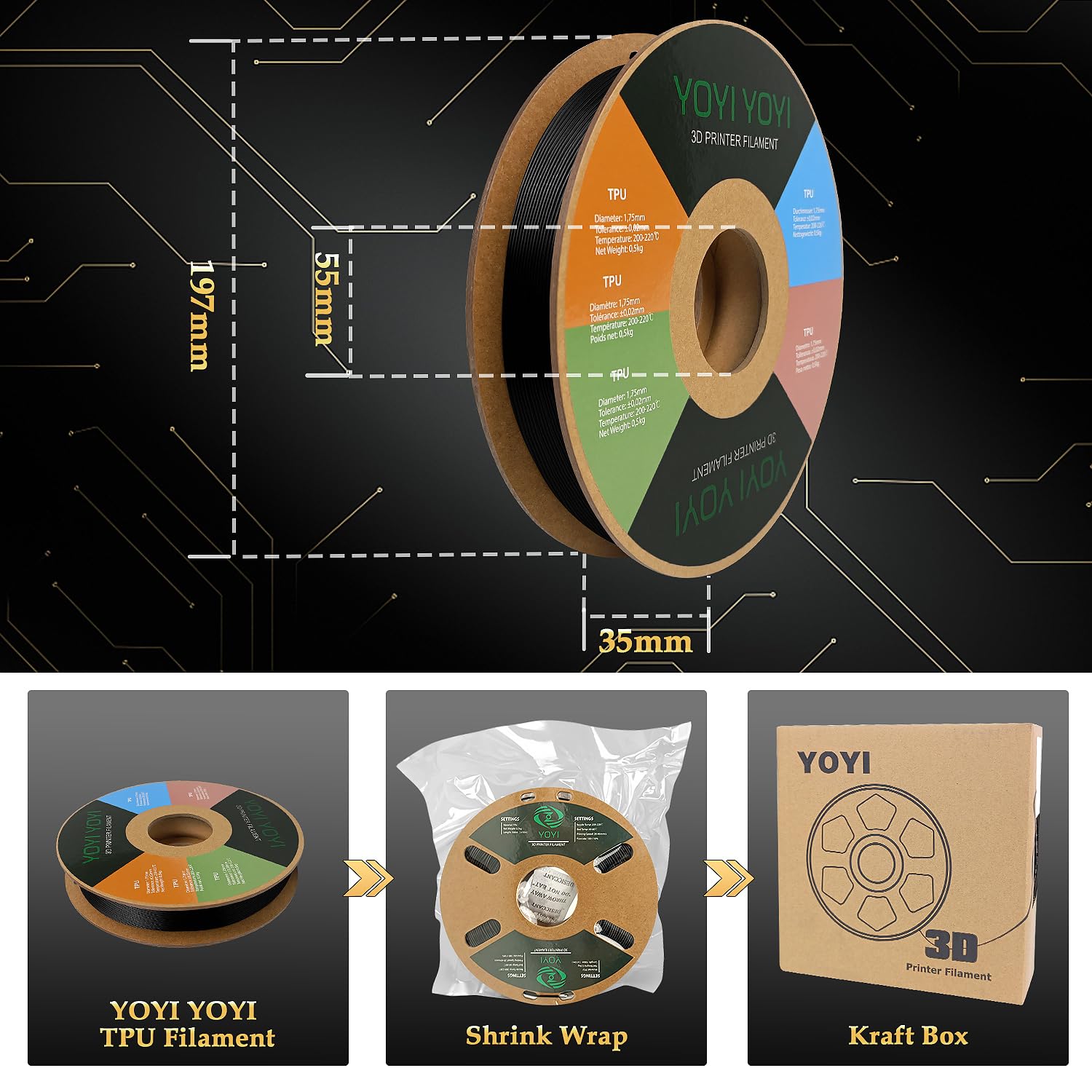 YOYI YOYI Silk PLA 3D Printer Filament, Shiny Silk PLA Filament 1.75 mm, Dimensional Accuracy +/- 0.02 mm, 1kg Cardboard Spool (2.2lbs), Fit Most FDM Printerā¦