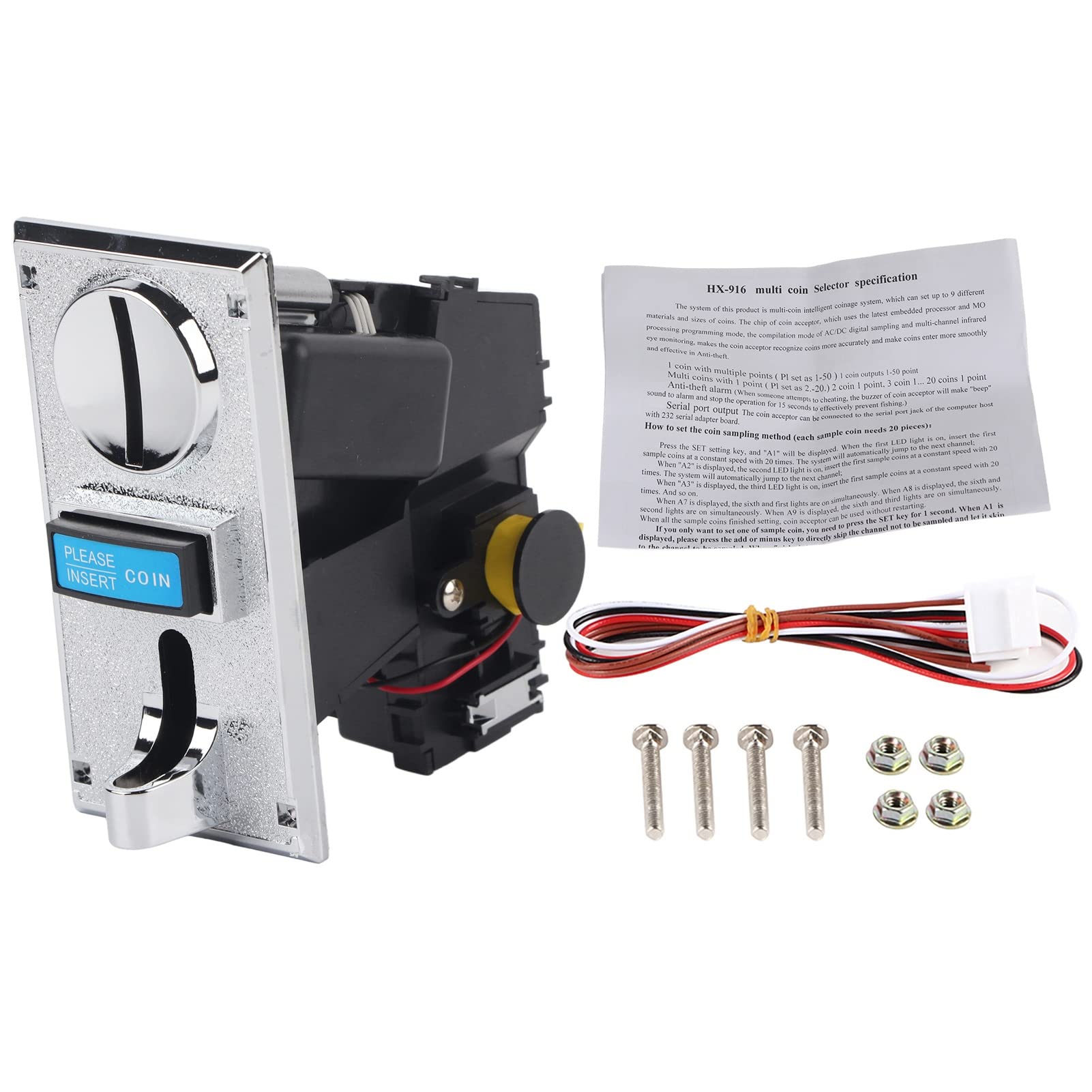 Sluffs Coin Pusher Machine, Coin Operated Washer and Dryer,Multi Coin Acceptor Selector Slot for Arcade Game Mechanism Vending Machine