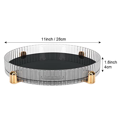 YQL Lazy Susan Turntable, Makeup Perfume Organizer 360 Degree Rotating 11Inch Clear Turntable Organizer for Cabinet with Gold Non-Slip Base