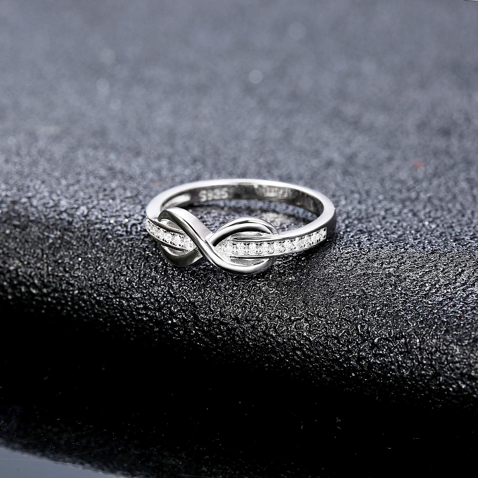 Sllaiss 925 Sterling Silver Ring for Women CZ Infinity Symbol Forever Eternity Wedding Band Ring for Women Size 6-9