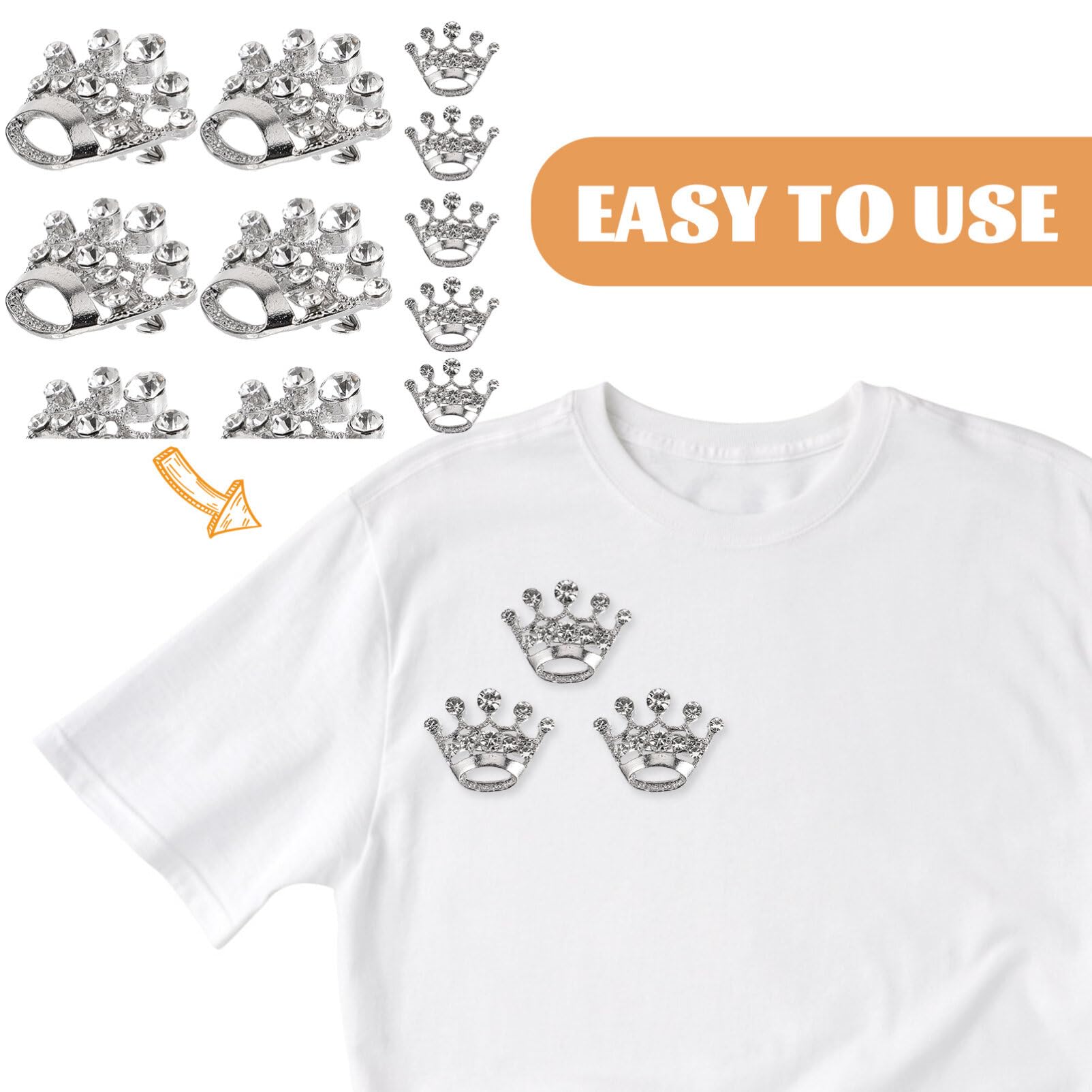 ULTNICE 12pcs Tiara Crown Brooch Pin Wedding Party Pageant Brooch (Silver)