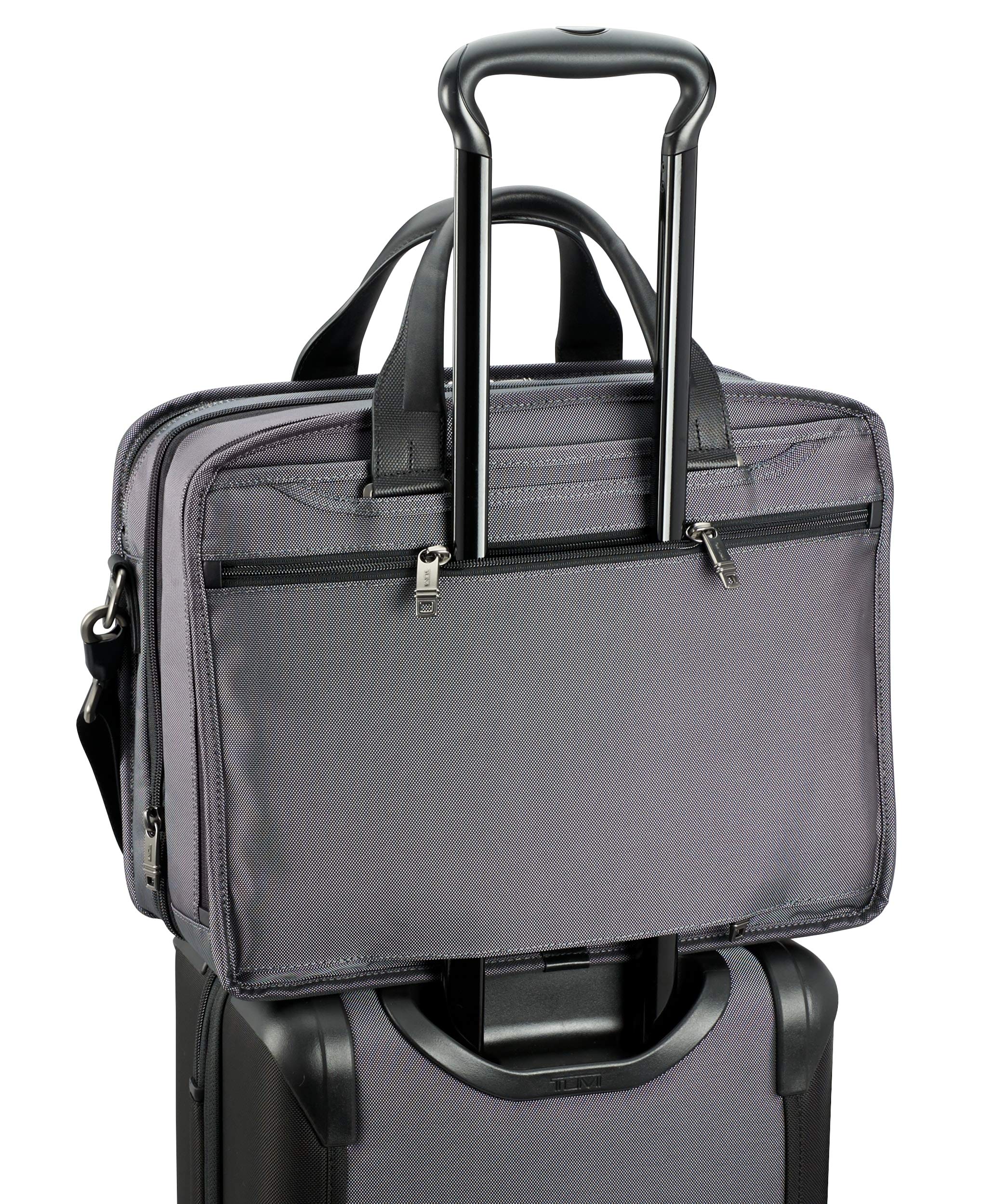 TUMI - Alpha 2 Expandable Organizer Laptop Brief Briefcase - 15 Inch Computer Bag for Men and Women - Pewter