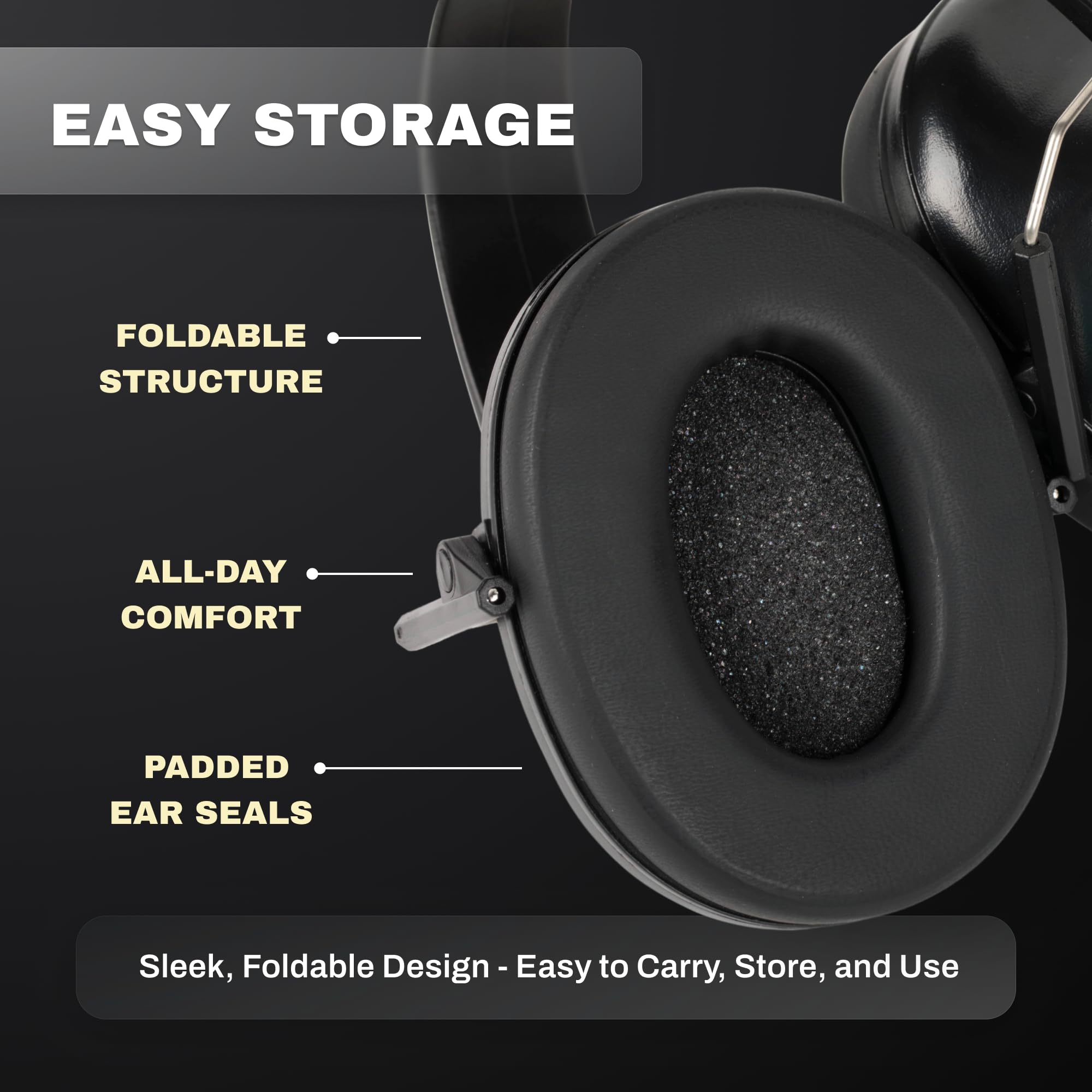 Rifleman PXS, Adjustable Folding Noise Reduction Safety Ear Muffs, SNR 25dB, Professional Hearing Protection for Shooting, Hunting, Construction, Sports, Travel, and More