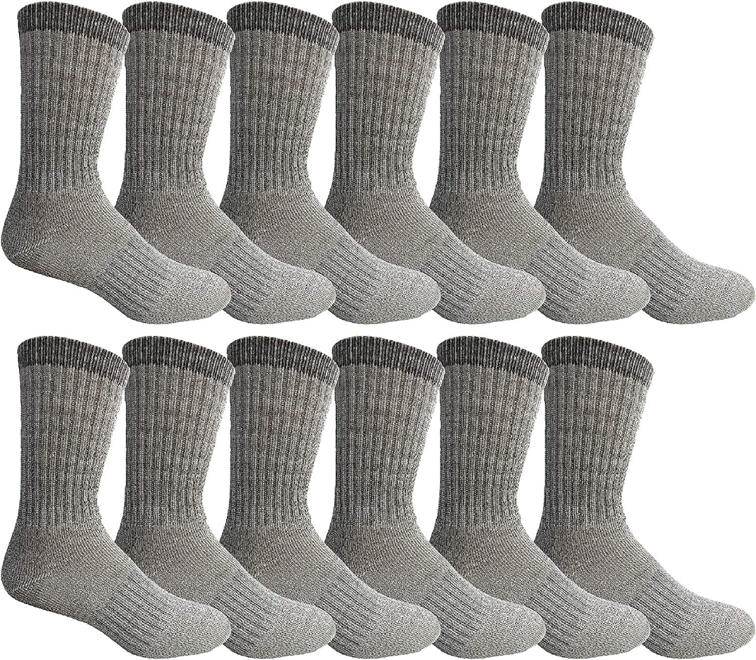 Yacht & Smith Wholesale Bulk Merino Wool Thermal Hiking Boot Socks, Mens Womans Kids (Mens/Assorted, 4) (Mens/Gray)