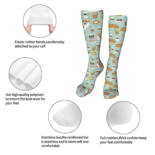 VGJNFDZC Corgis Coffee Mint Latte Cute Cafe Coffee Cute Mint Cafe Latte Compression Socks for Women and Men 10-20 mmHg Support for Running,Nursing,Athletic,Travel