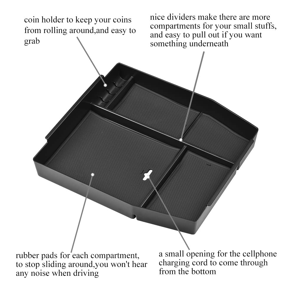 Vesul Center Console Armrest Storage Box Compatible with Ford F-150 F150 2015 2016 2017 2018 2019 ABS Tray Insert Organizer Glove Pallet
