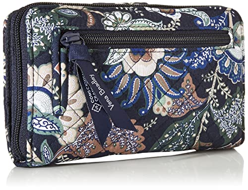 Vera Bradley Women's Cotton Turnlock Wallet With RFID Protection, Java Navy Camo - Recycled Cotton, One Size
