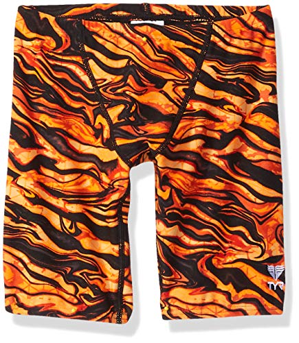 TYR Boys’ Miramar Jammer Swimsuit, Black/Orange, 24
