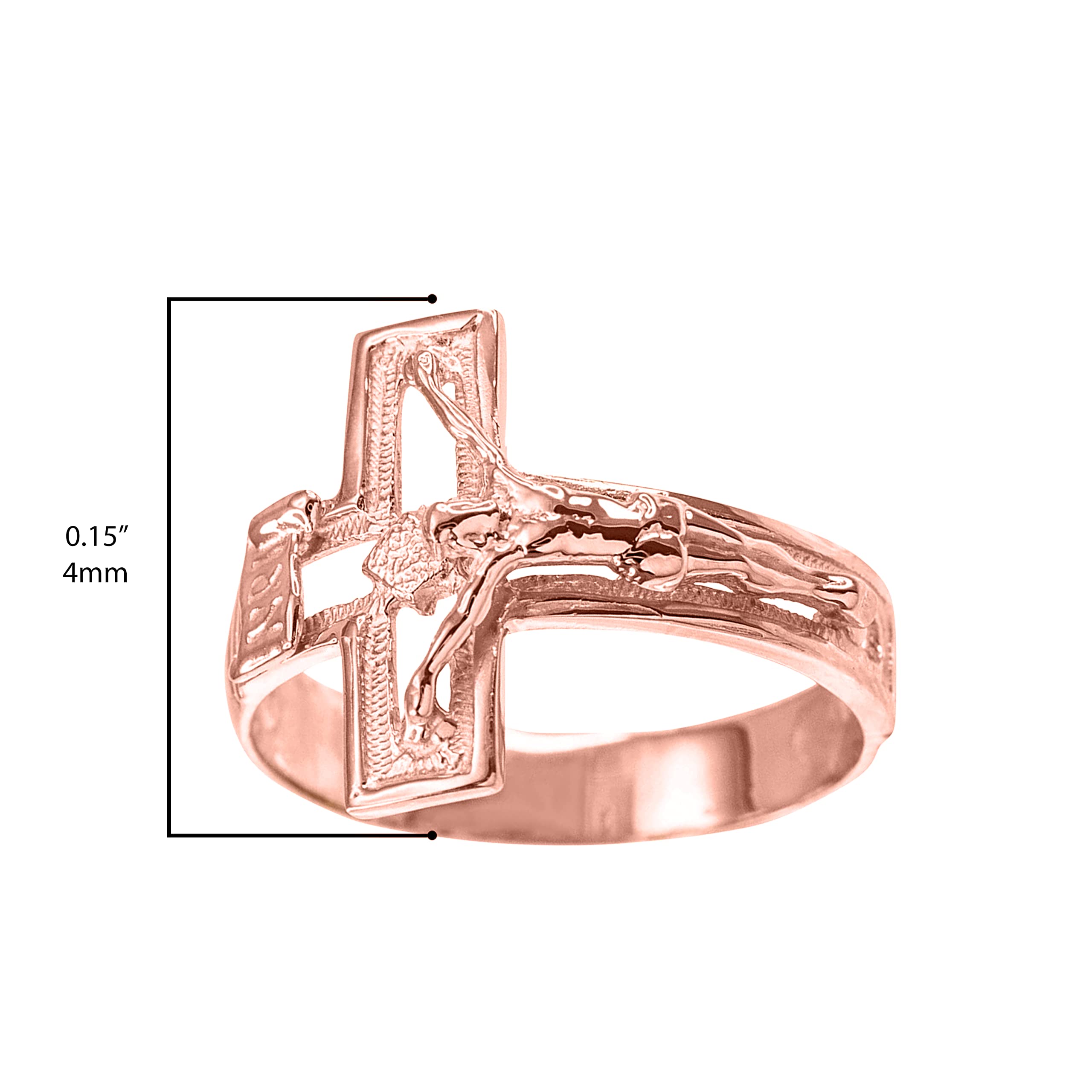 Religious Jewelry Solid 10k Rose Gold Open Design Cross Band Crucifix Ring (Size 9.5)