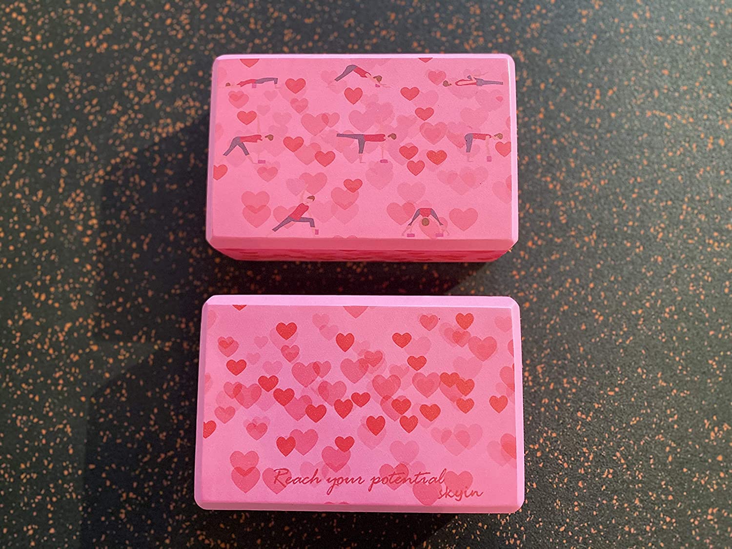 YOGA BLOCK,1 PCS,Guide pattern on the surface, EVA Foam Soft Non-Slip Surface for Yoga, Pilates, Meditation. (Pink-Set of 2)