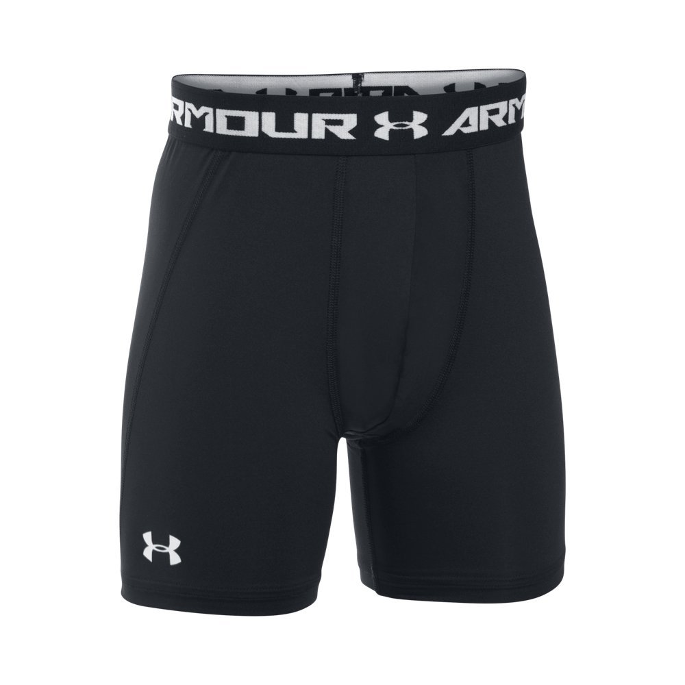 Under Armour Boys' HeatGear Armour Fitted Shorts – Mid, Black (001)/White, Youth Small