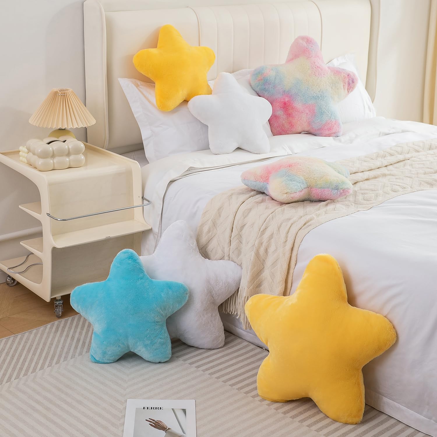 Togtlafil Star Pillows,Decorative Star Shaped Throw Pillow,Cute Room Decor,Bedroom Home Decor,15.7 inch,Plush Star Pillow (White 15.7 in)