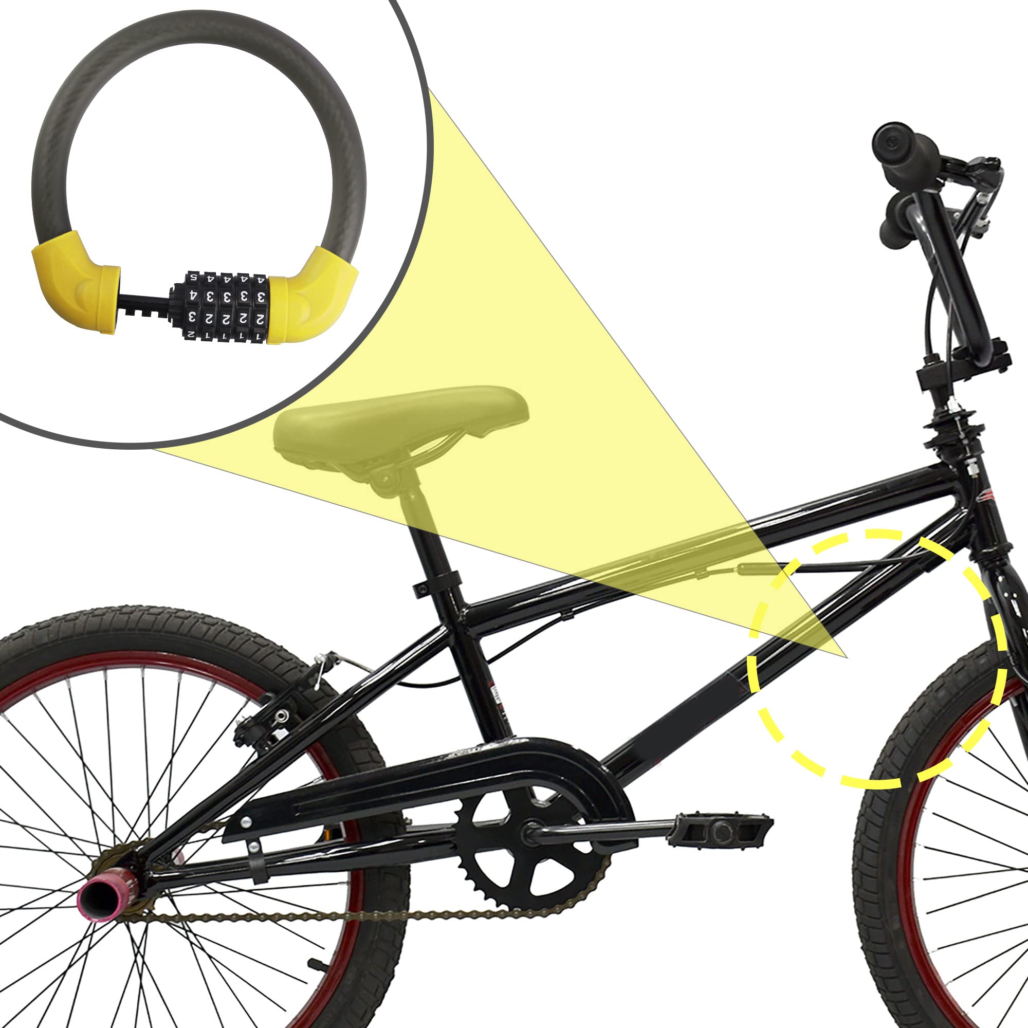 X AUTOHAUX 71cmx17mm Security Portable 5 Digit Resettable Combination Bike Cable Lock Yellow