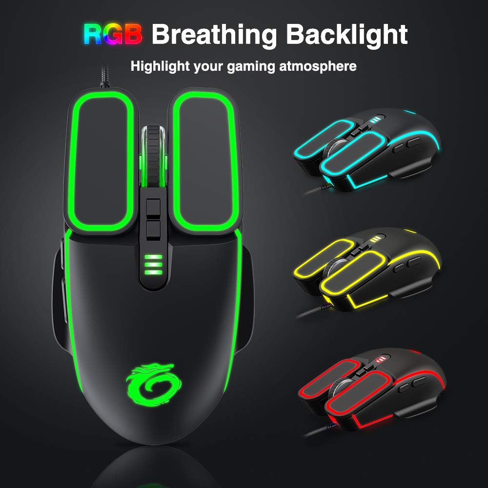 VersionTECH. Gaming Mouse [7200 DPI] [RGB Breathing Light] [7 Buttons] Wired Computer Mouse PC Desktop Laptop USB Mice Optical Gamer Mouse for Windows 7/8/10/XP/Vista Linus