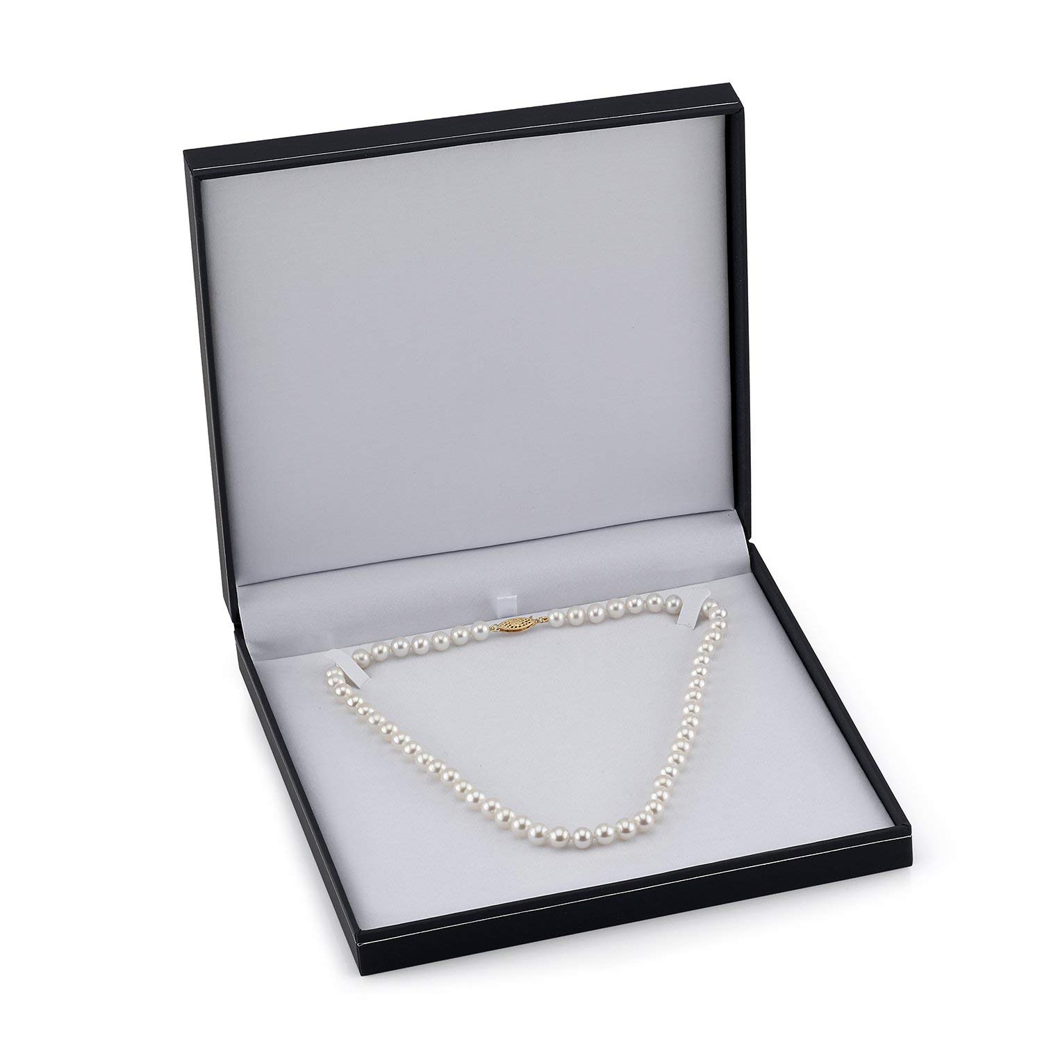 The Pearl Source 14K Gold 7-8mm AAA Quality White Freshwater Cultured Pearl Necklace for Women in 24" Matinee Length