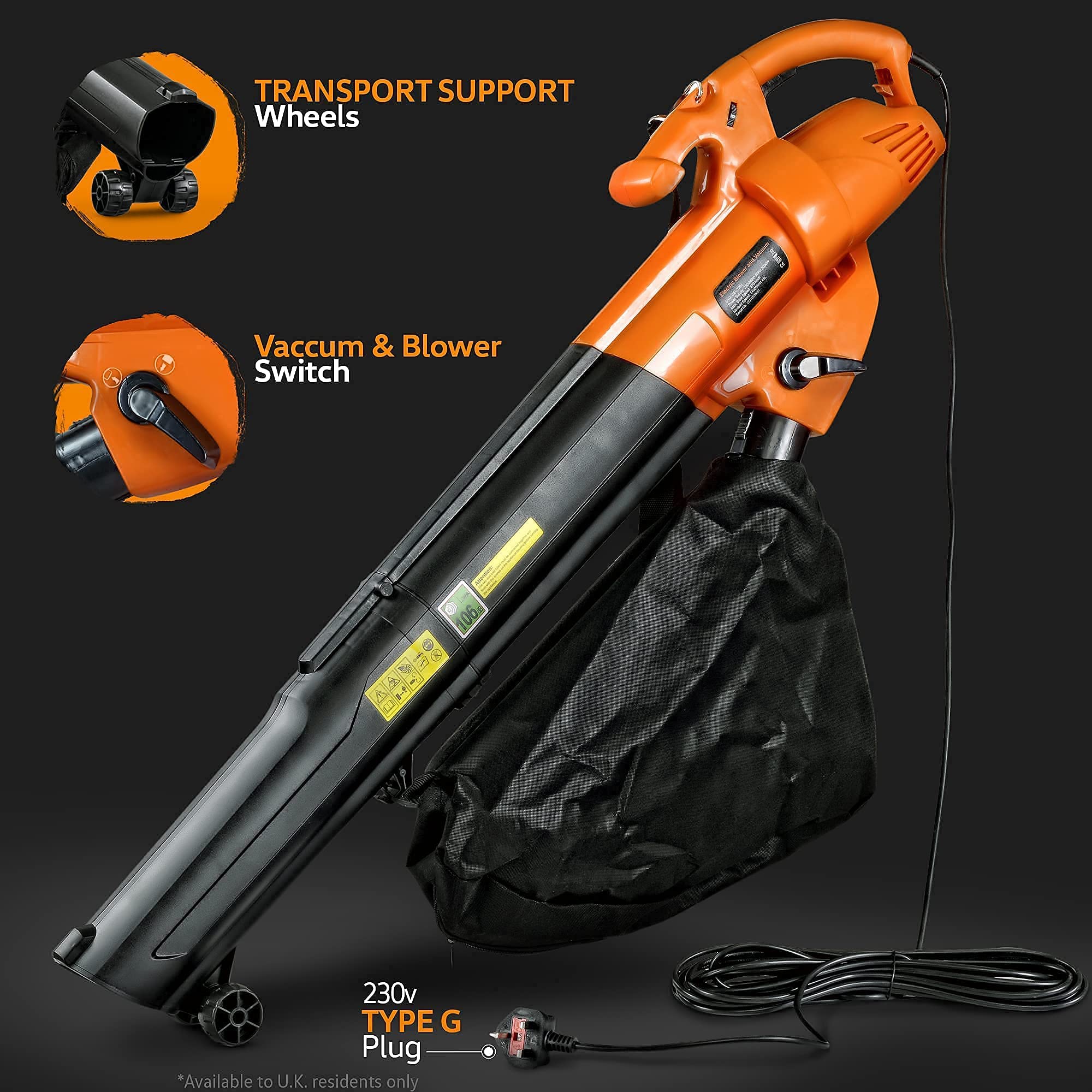 SuperHandy Wood Chipper Shredder Electric 1.5" (39mm) Max Wood Capacity 17:1 & 3 in 1 Leaf Blower [Bundle Deal]