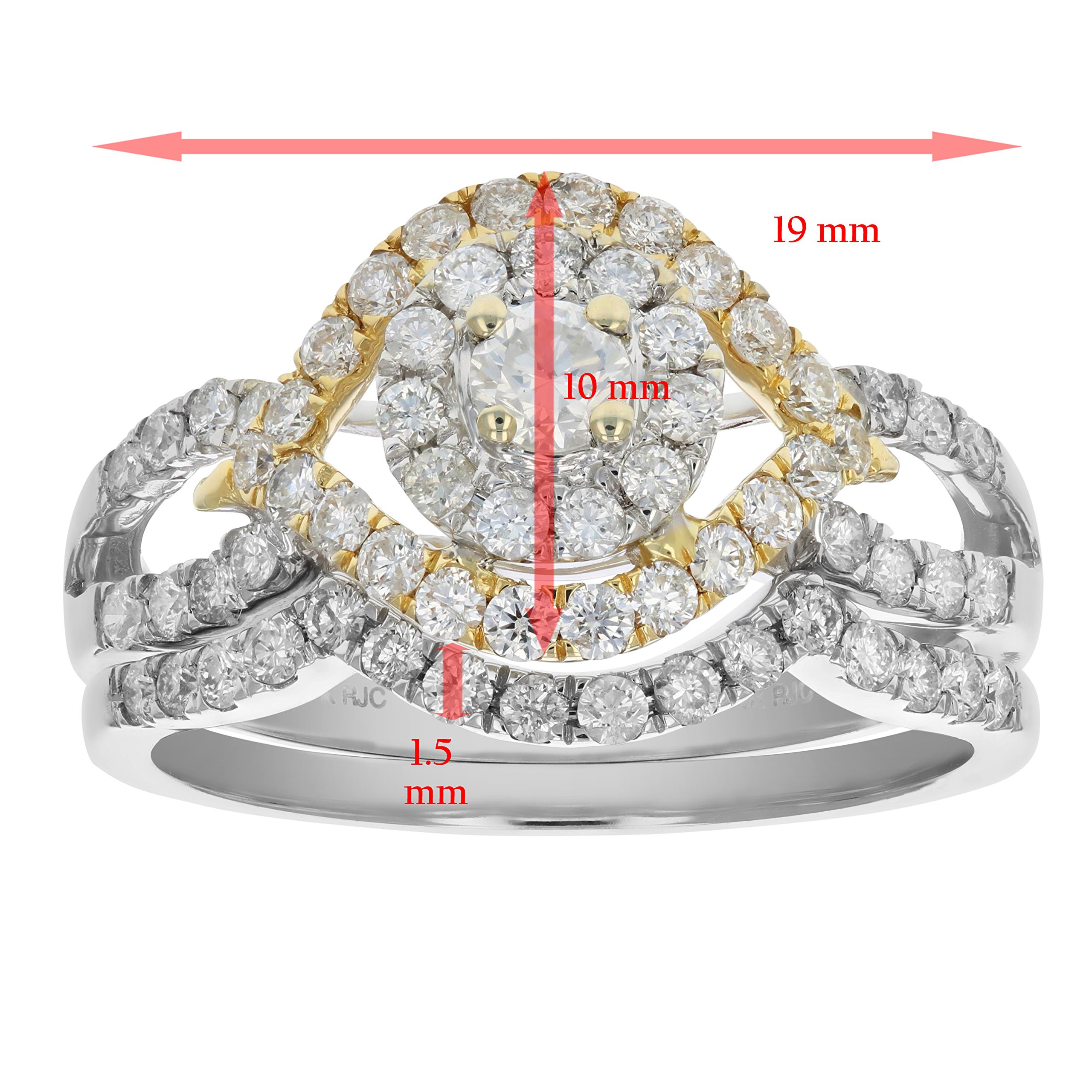 Vir Jewels 1 cttw Diamond Wedding Engagement Ring Set 14K Yellow Gold Halo Bridal Size 7