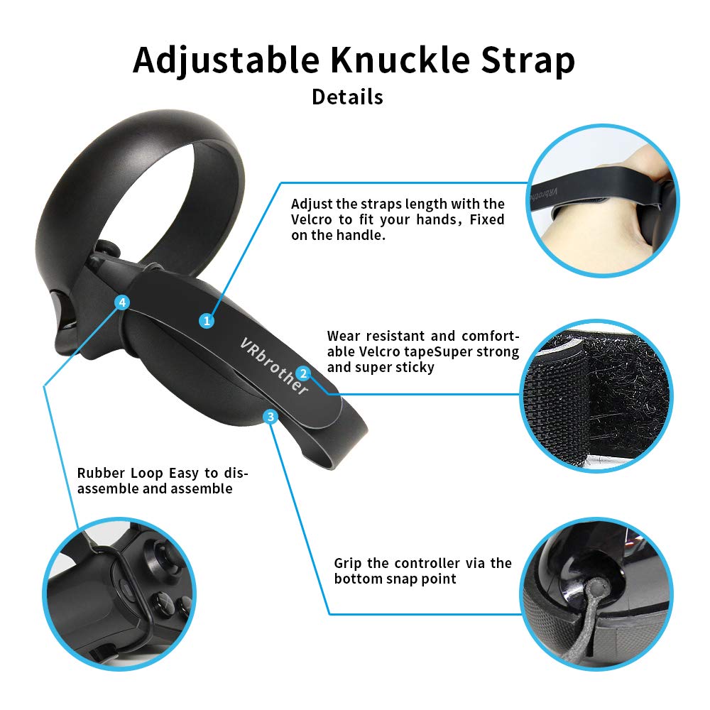 VRbrother Touch Controller Grip Cover&TPU face Mask&Face Silicone Cover Mask for Oculus Quest,Knuckle Strap&USB-A Adaptor , Professional Silicone Protection Accessories,8-Piece Set