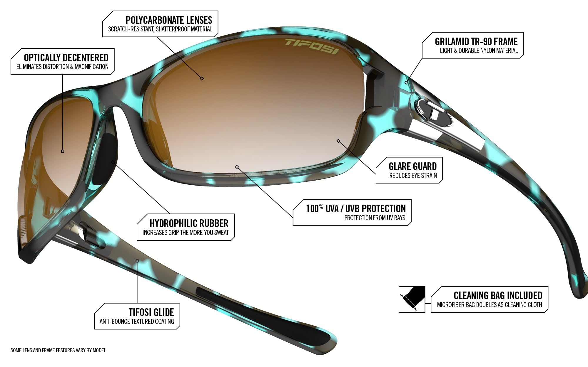 Tifosi Women's DEA Sl Wrap, Blue Tortoise, 64mm Lens Width