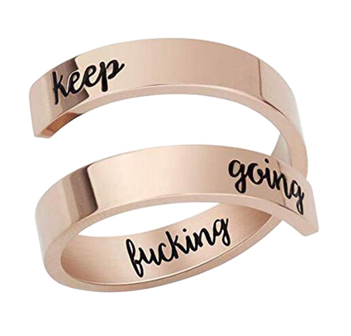 Titansten Keep Funking Going rings,Inspirational Ring for Women Girls Besties Encouragement Gift,Personalized Gift (Rose gold)
