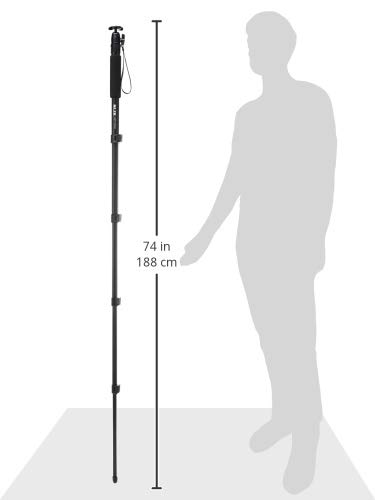 SLIK Lighty Pod III 5-Section Monopod with Mini Ballhead - Supports 6.6 lbs (3 kg), for Mirrorless/DSLR Sony Nikon Canon Fuji Cameras and More - Black (618-719)