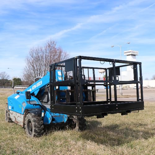 Titan Attachments 4' x 9' 8" Mesh Telehandler Work Platform, Man Safety Basket, Forklift Attachment, Safety Cage