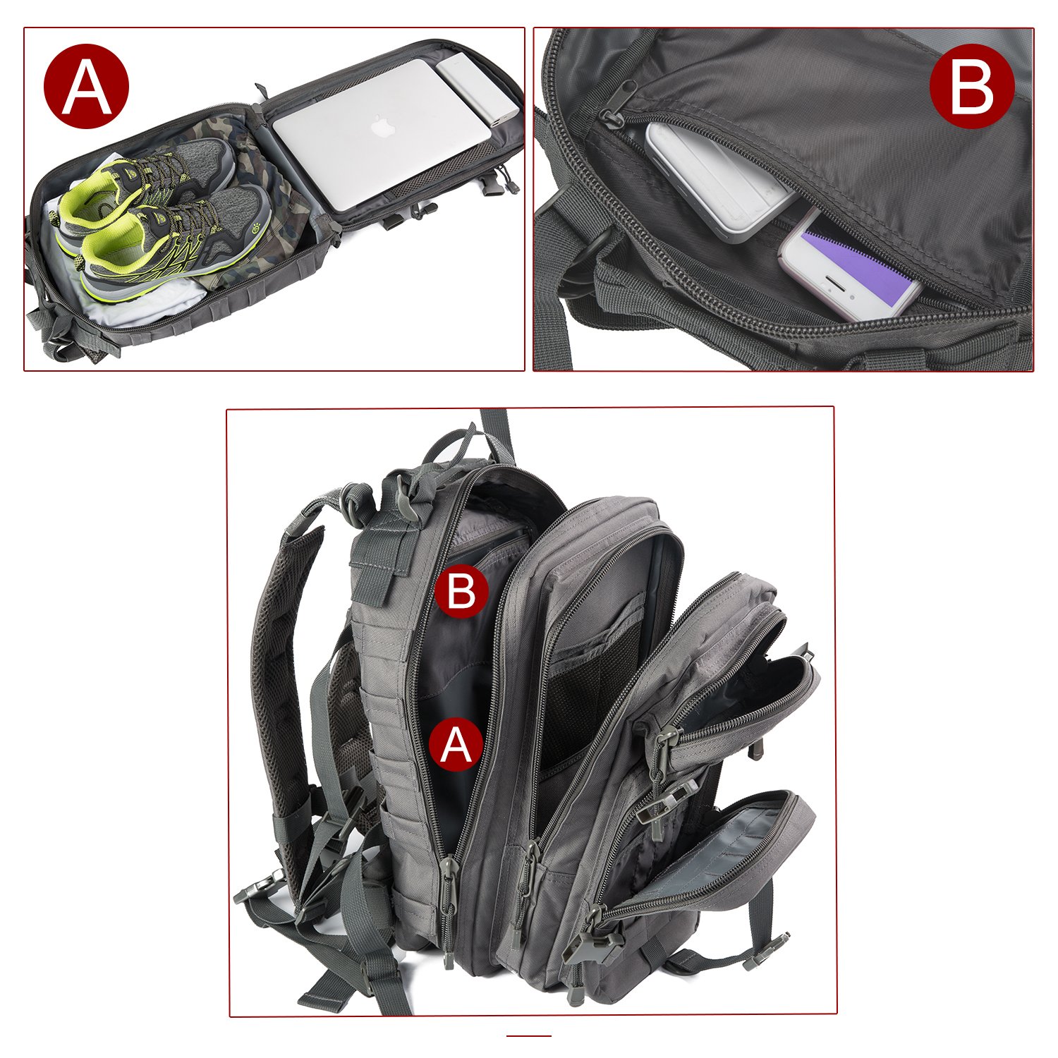 Small Military Tactical Backpack Molle Army Assault Rucksack Pack Bug Out Bag