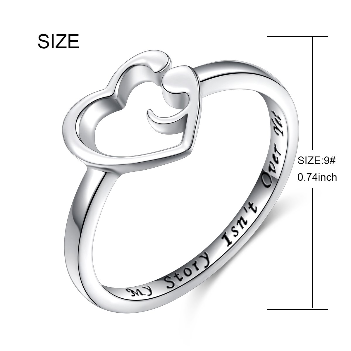 S925 Sterling Silver My Story Isn't Over Yet Semicolon Ring Size 6 7 8 (9)