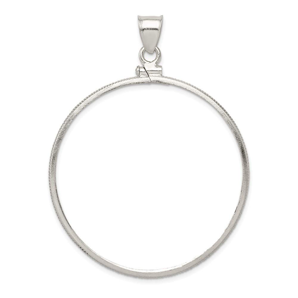 Saris and Things 925 Sterling Silver 40.6 x 3.1mm Plain Coin Bezel Shaped Pendant