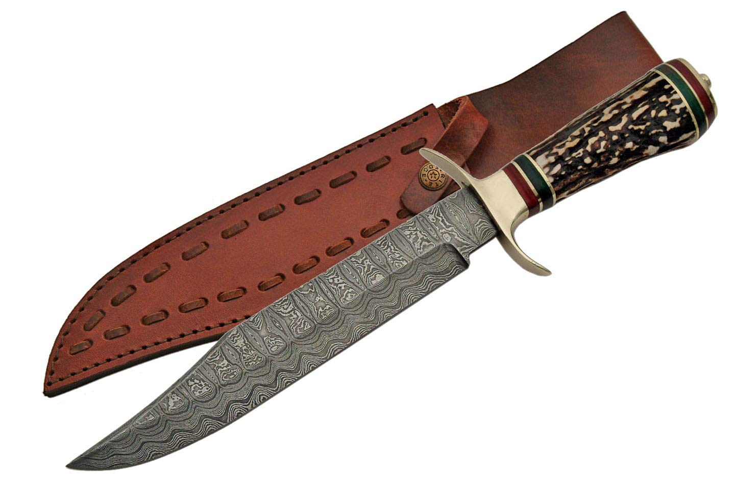 SZCO Supplies Damascus Bowie Hunting Knife
