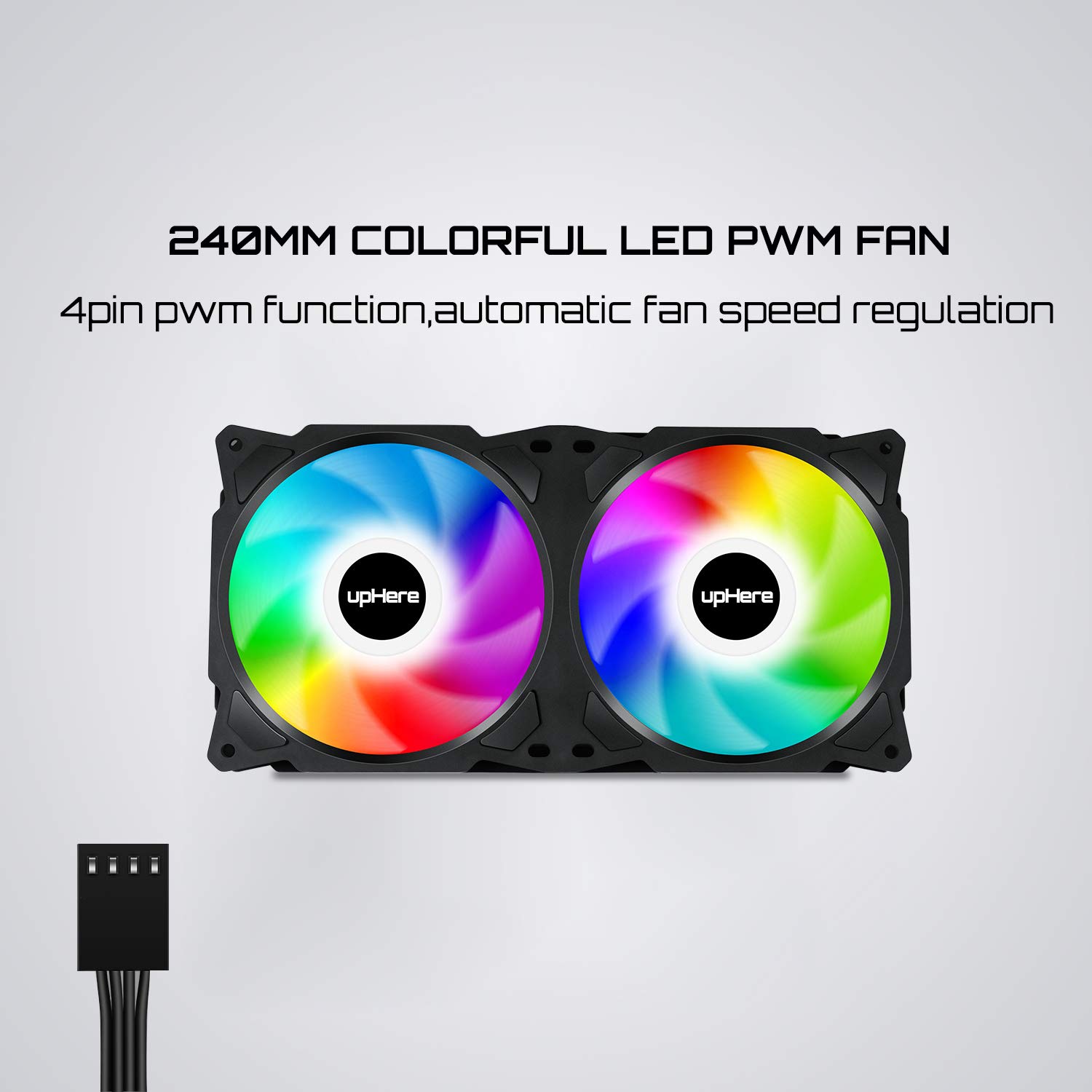 upHere PF240CF 240mm Quiet Edition High Airflow Colorful LED Case Fan,Hydraulic Bearing,Cable Management and PWM Control Fan