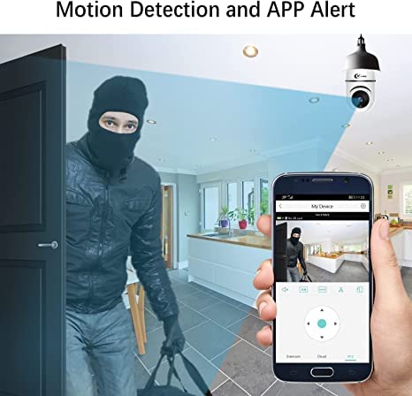 XVIM WiFi Light Bulb Camera, Pan/Tilt Wireless Indoor Camera, 3MP Light Bulb Security Camera with Night Vision, Human Detection & Live Alerts