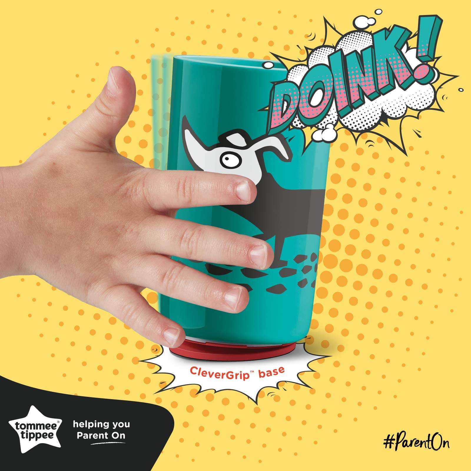 Tommee Tippee No Knock Transition Toddler Cup with Clevergrip Base, Cat & Fox, 18+ Months