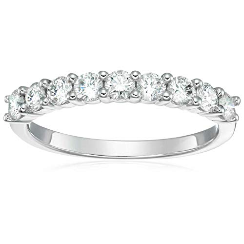 VIR JEWELS 3/4 carat (ctw) Diamond Wedding Anniversary Band for Women, Round Diamond Engagement Ring 14K White Gold 9 Stones Prong Set 0.75 cttw, Size 7