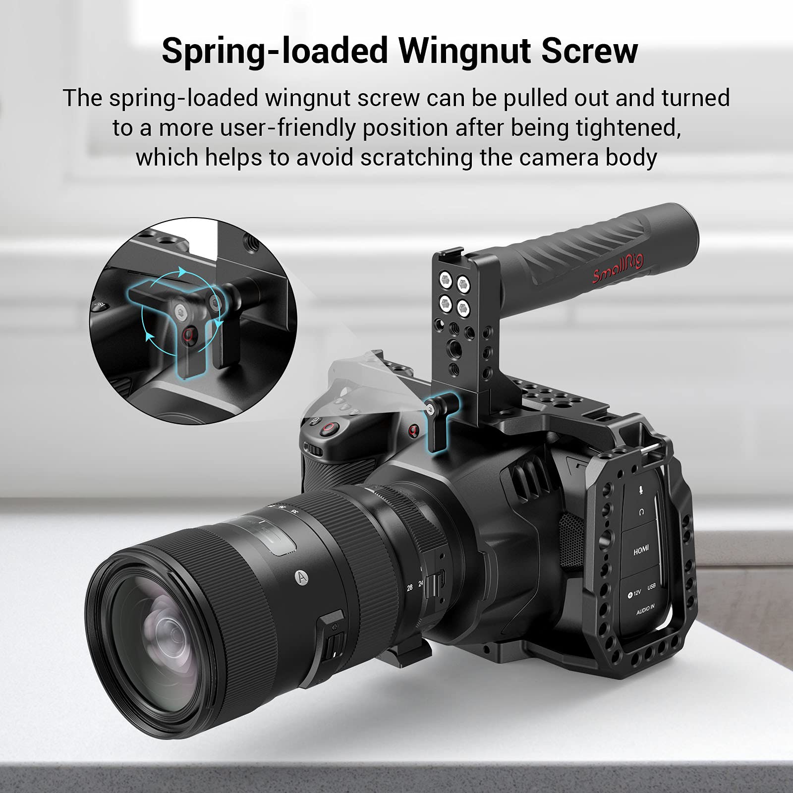 SmallRig Top NATO Handle with NATO Rail Quick Release Handgrip for DLSR Camera Cage (Rubber) - 2084