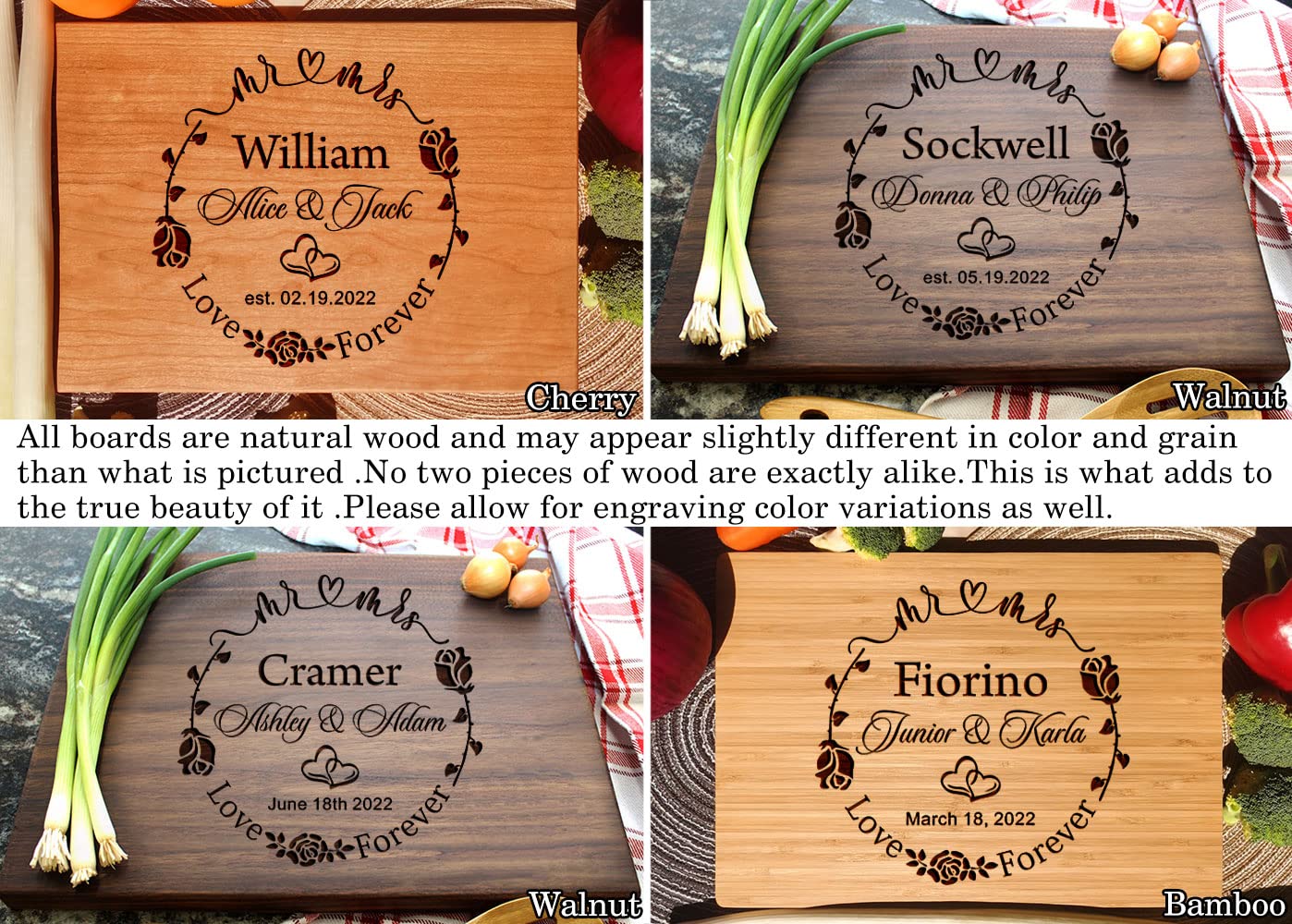 Wedding gifts, Personalized Cutting Boards for Couples, Anniversary, Christmas,Valentines Day, Housewarming Gift - Handmade Customizable Wooden Kitchen Decor Gift for New Homeowners