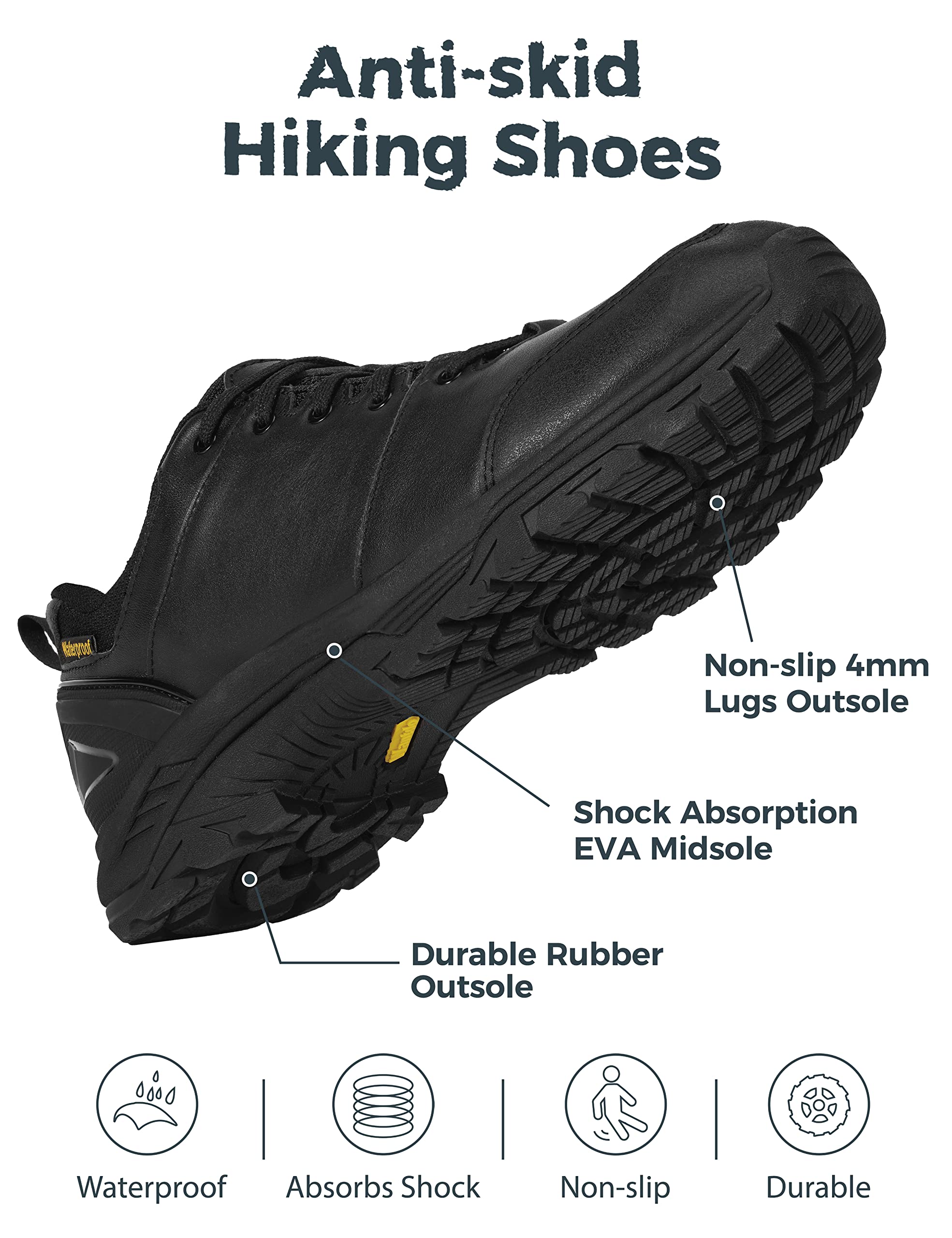 wantdo Men's Waterproof Hiking Shoes Work Construction Boots Outdoor Camping Shoes