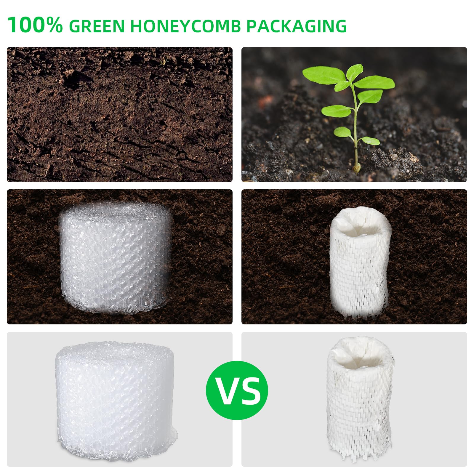 Ubistar Honeycomb Packing Paper, 15" x 100ft Recyclable Cushion Packing Paper for Moving Shipping Packaging Breakables, Eco Friendly Bubble Wrap Alternative Roll Kraft Paper Packing(15inch White)