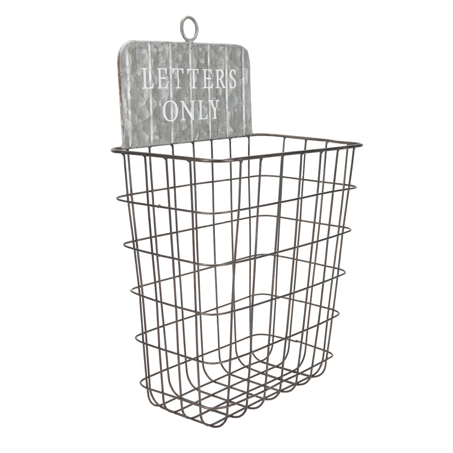 SOFFEE DESIGN Wall Mount Metal Mail Holder Basket Mail Organizer for Storage Postcard, Mail, Newspaper, Letter, Bill, Magazine, Home Office Wall Decor Hanging Letter Basket Mailbox