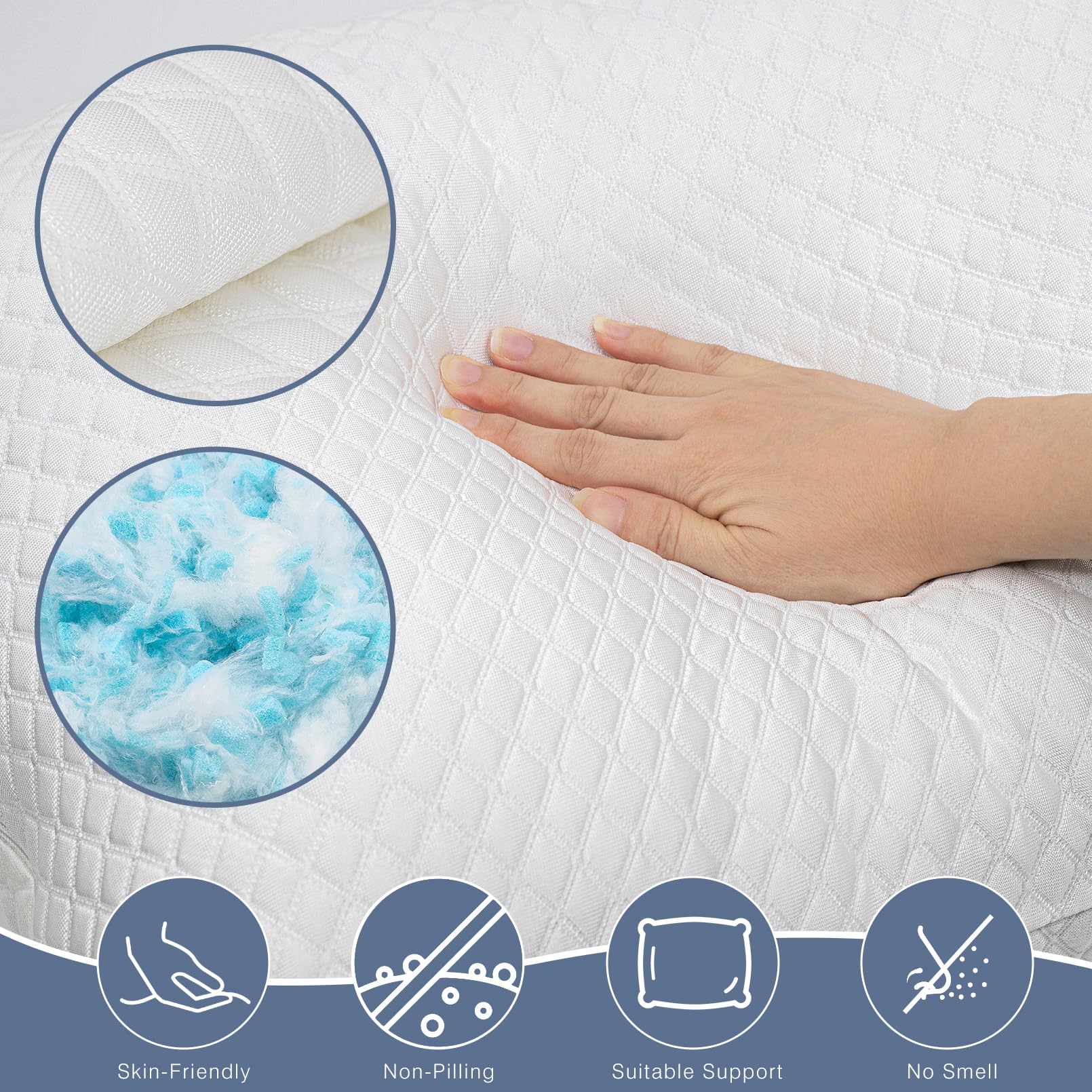 Shredded Memory Foam Pillow with Washable Removable Pillowcase,Height Adjustable,Standard Size Bed Pillow for Sleeping,Suitable for Stomach,Back and Side Sleepers.