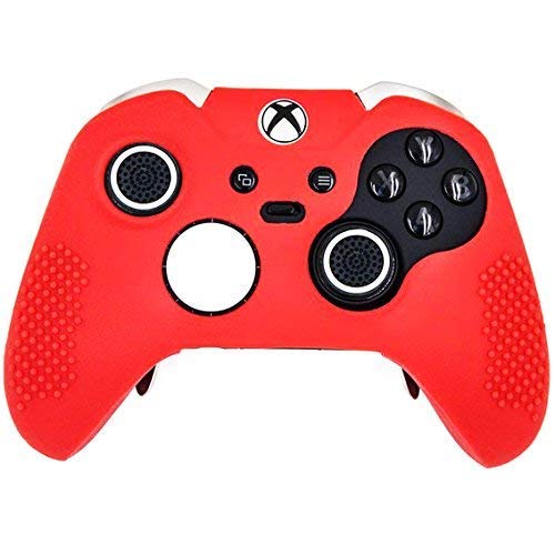 Taifond Anti-Slip Silicone Controller Cover Protective Skins for Microsoft Xbox One Elite Controller with Two Thumb Grip Caps (Red)