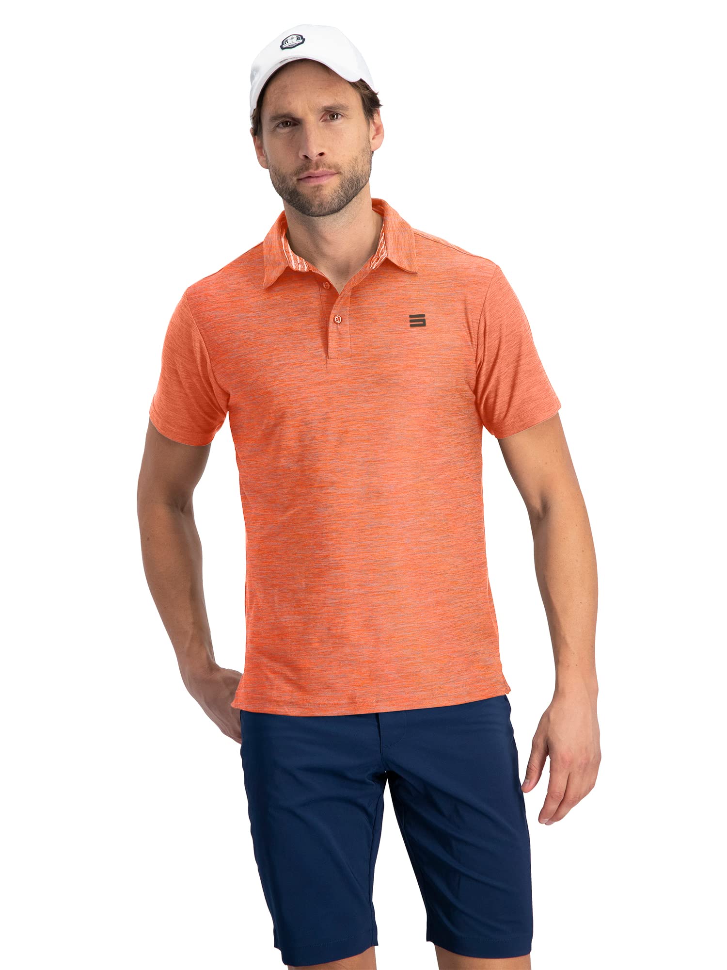 Three Sixty Six Golf Shirts for Men - Dry Fit Short-Sleeve Polo, Athletic Casual Collared T-Shirt Orange