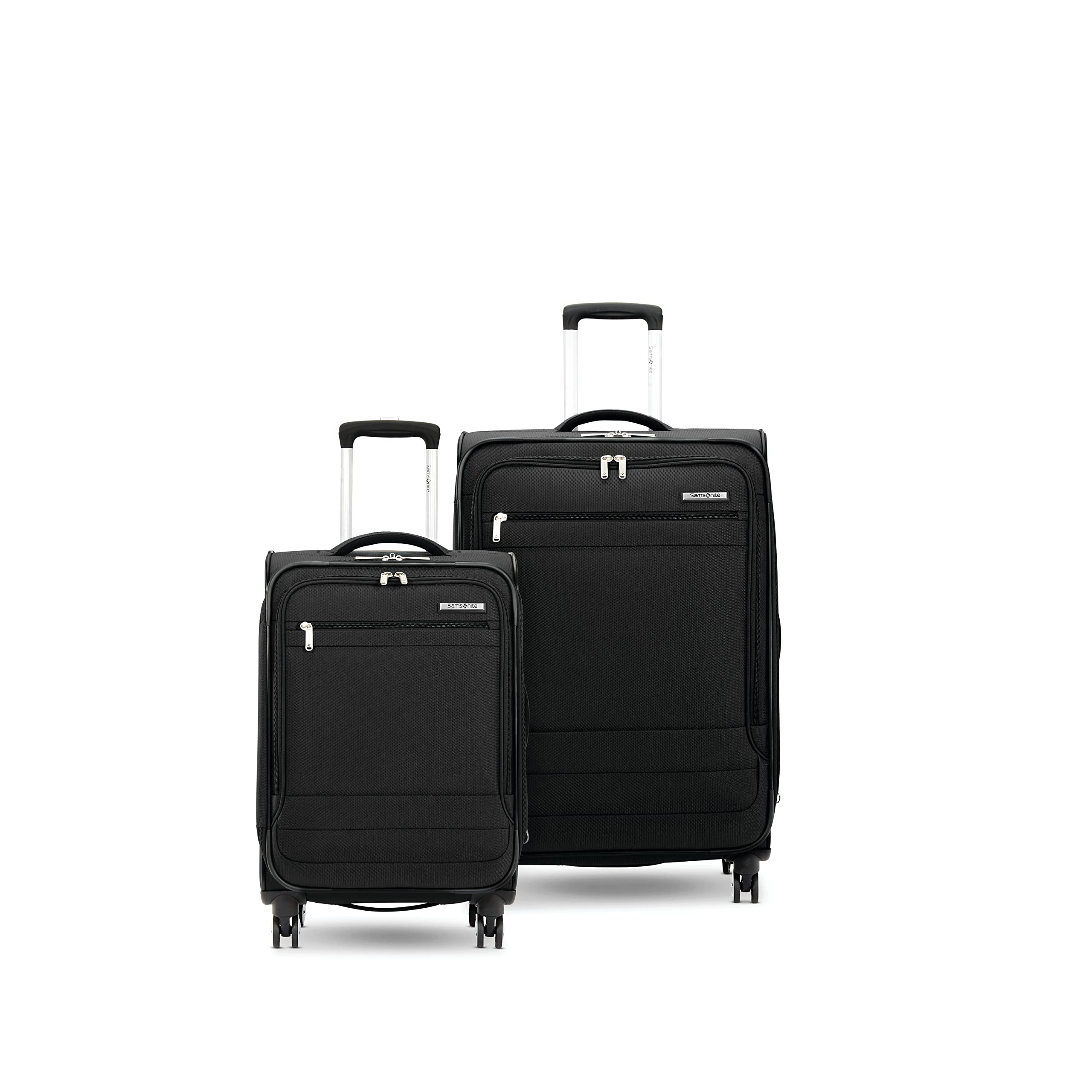 Samsonite Aspire DLX Softside Expandable Luggage with Spinner Wheels 2pc Set (Carry, Blue Depth, Checked-Medium