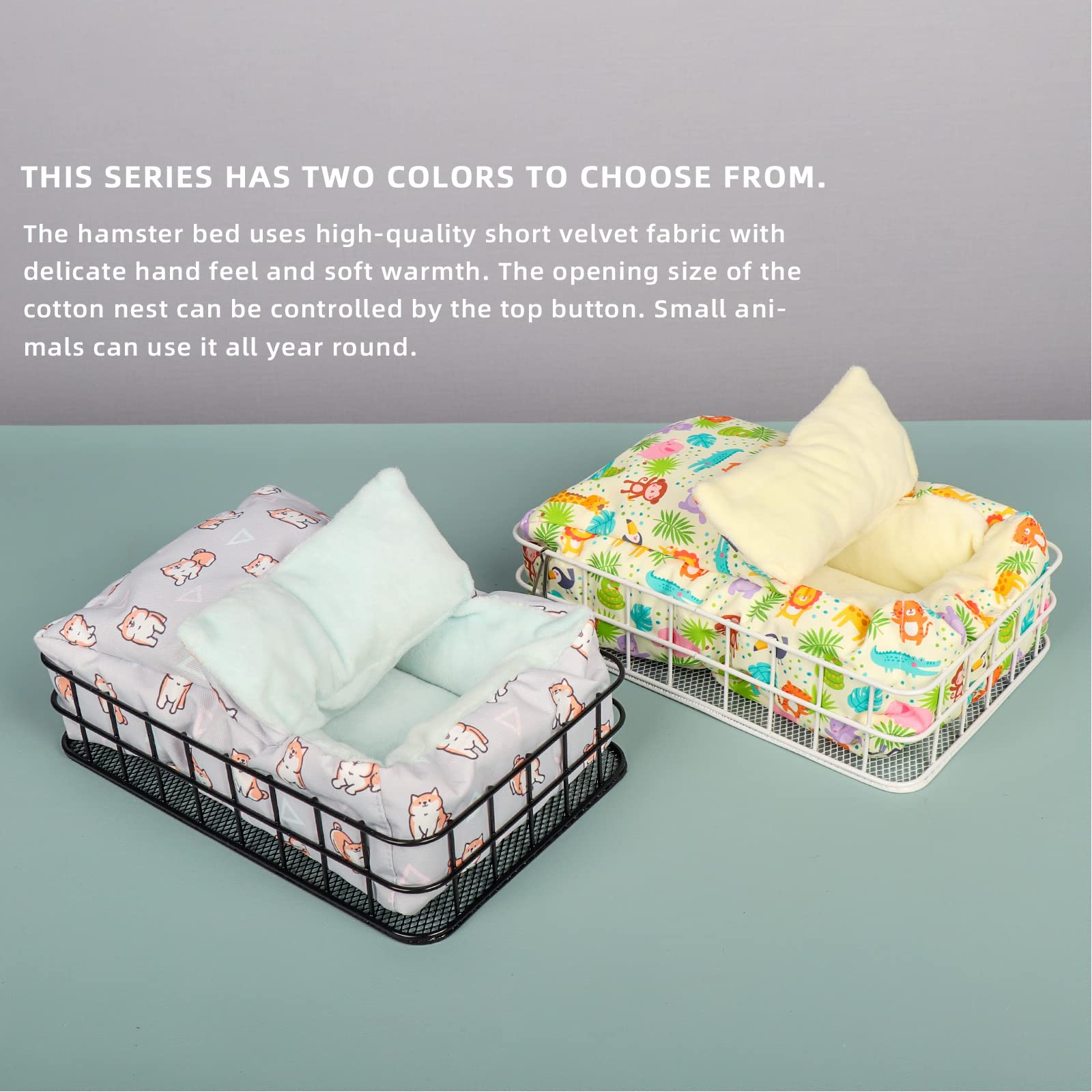 Small Animal Iron Bed Set, Rat Hanging Hammock Basket, Sugar Glider and Hamster Nest Cage Accessories Hideout for Small Pet (Black-Set)