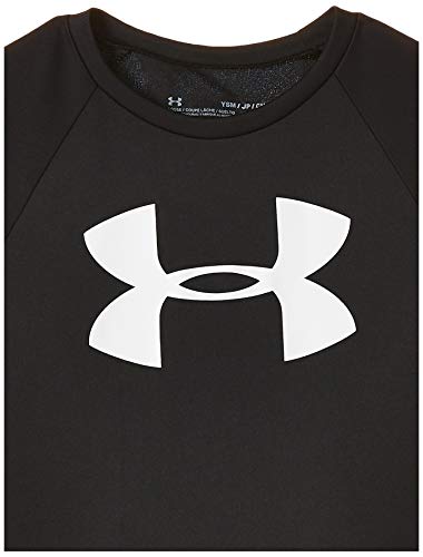 Under Armour Boys' Tech Big Logo Short Sleeve Gym T-Shirt, Black (001)/White, Youth Medium