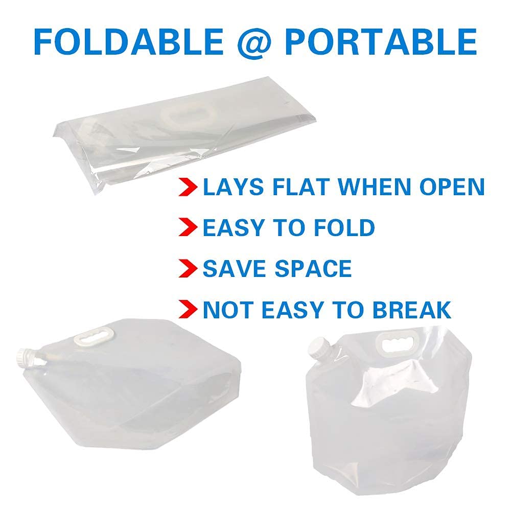 Soddeph 2.6 Gallon Collapsible Water Container Bag, BPA Free Food Grade Clear Plastic Storage Jug for Sport Camping Riding Mountaineer,Freezable,Food Grade (2.6 Gal, 4-pack)