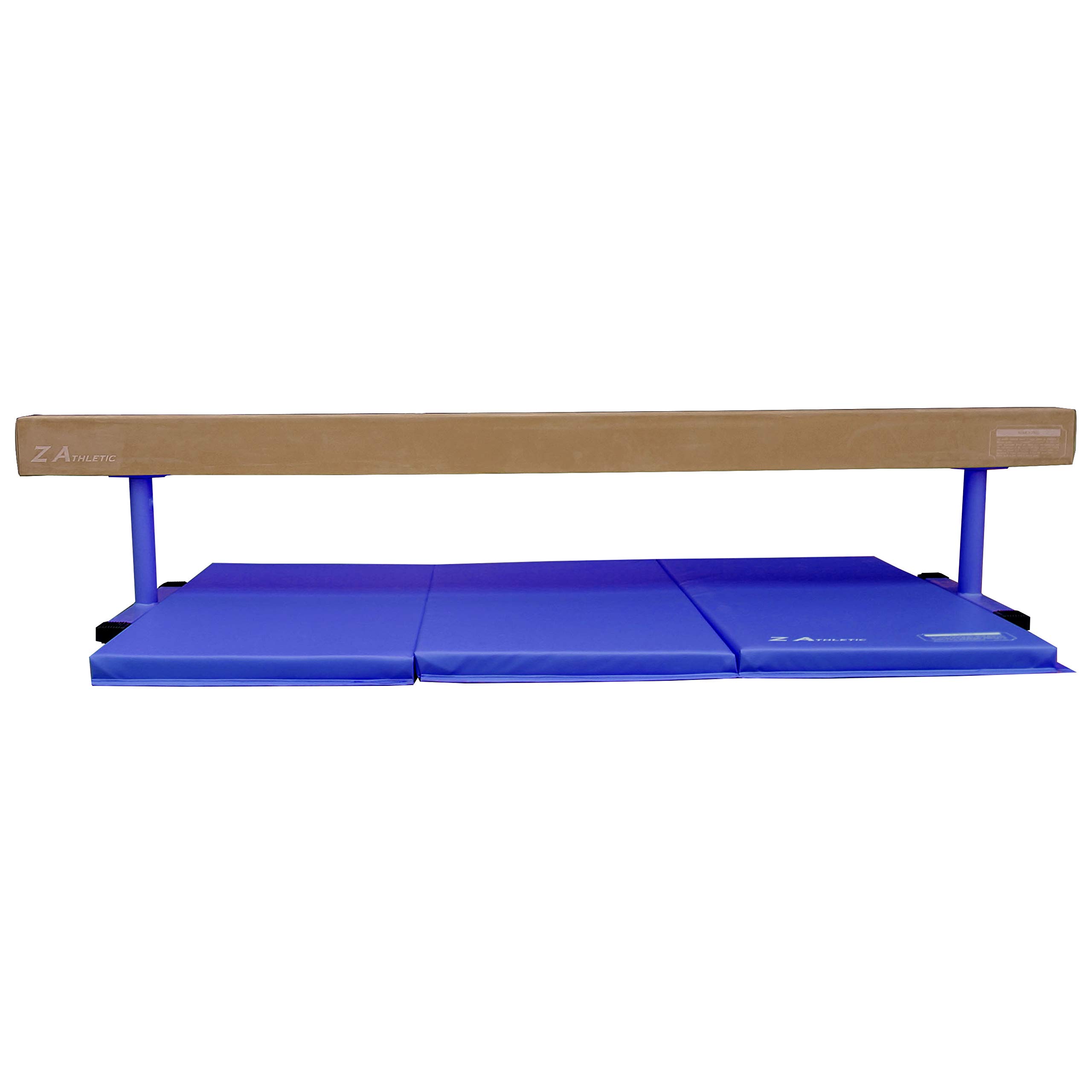 Z Athletic Off Ground Training Balance Beam and Mat Bundle (18"), tan & Blue, ZATH-OGB-4x6x2-18B